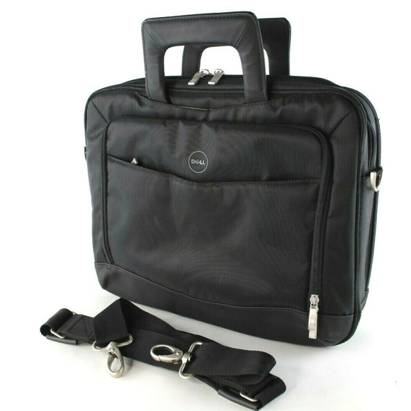 Dell | Bags | Dell Pro Nylon Black Laptop Briefcase Messenger Bag Fits ...